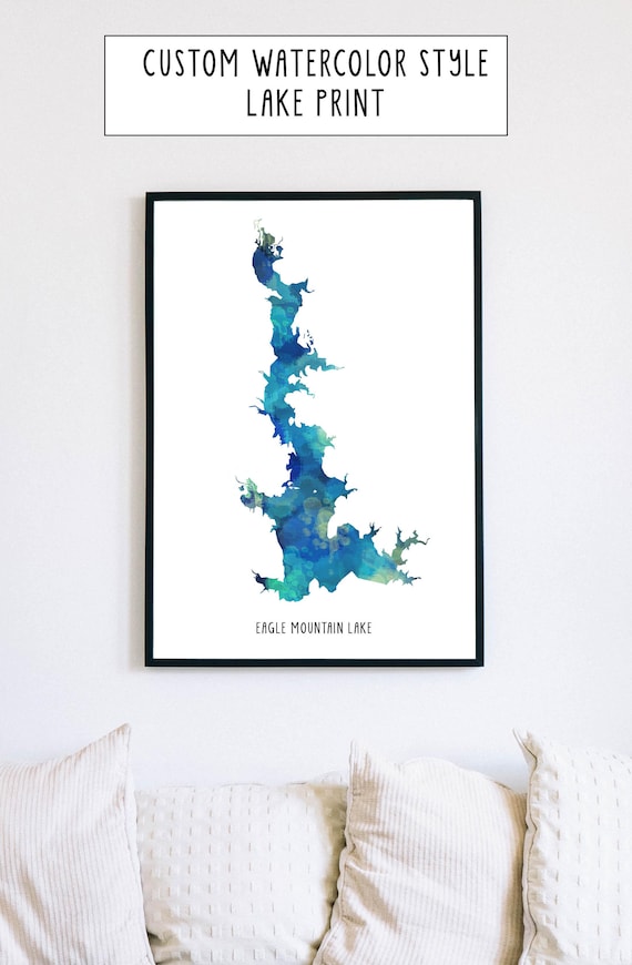 Custom Watercolor Style Lake Map Lake Print Watercolor - Etsy