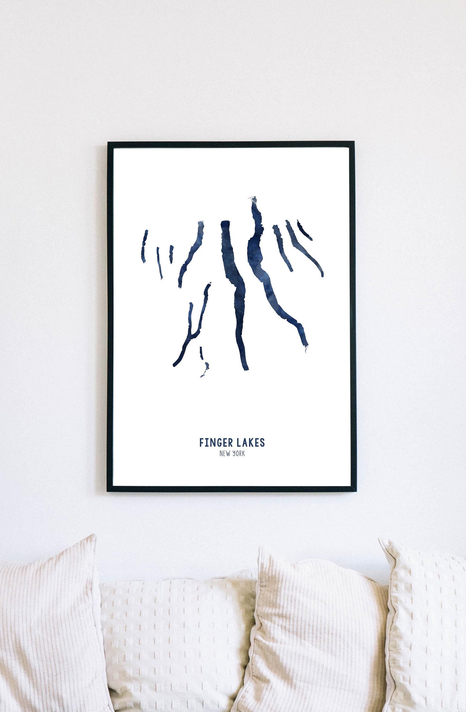 Finger Lakes Art Print | Aerial Lake Art | New York Lakes | Watercolor ...
