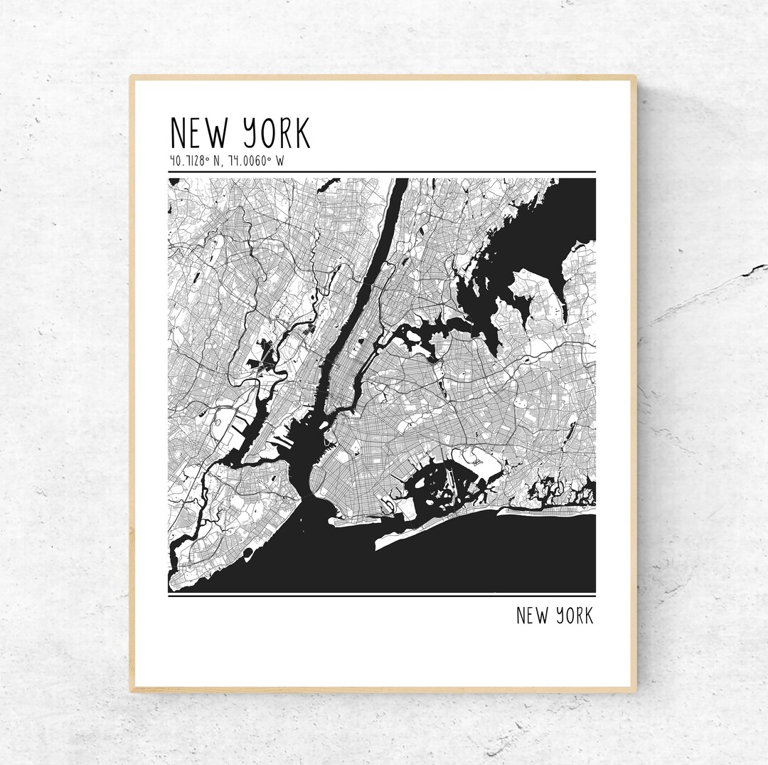 New York City Street Map Poster, New York City Street Print, Latitude ...