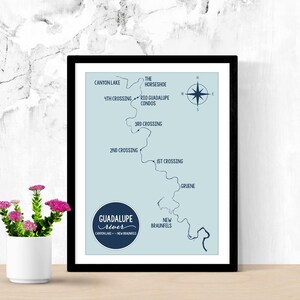 Custom River Map | River Print, Latitude and Longitude, Modern Wall Art ...