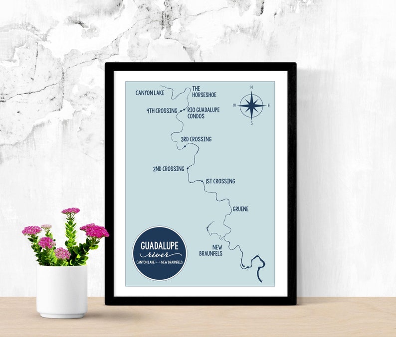 Custom River Map | River Print, Latitude and Longitude, Modern Wall Art ...