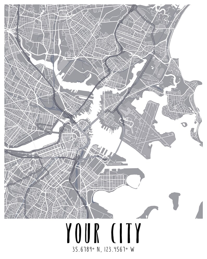 ANY City Street Map Poster Custom City Street Print Choose - Etsy