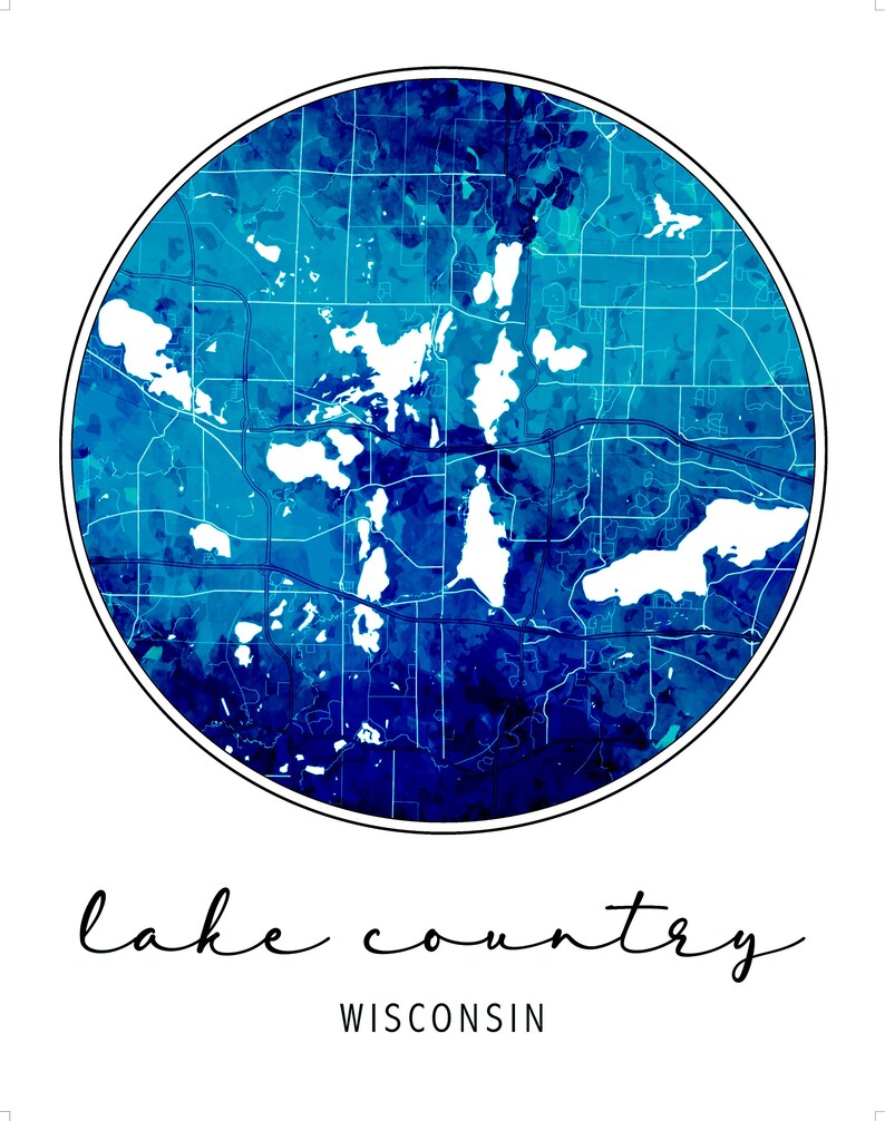 Lake Country Wisconsin Spotlight City Street Map Poster - Etsy UK