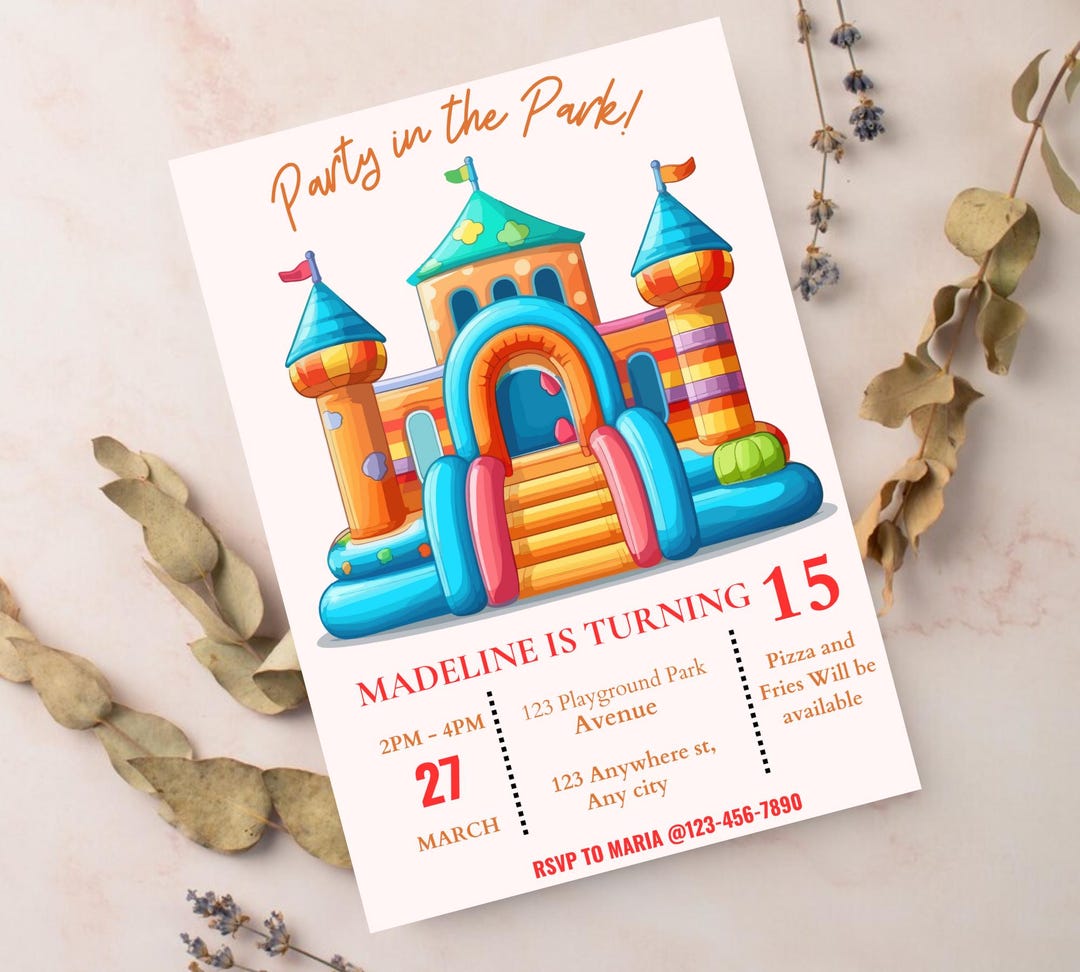 EDITABLE Playground Birthday Invitation, Kids Lets Play Jungle Gym ...