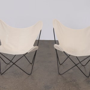 Pair of BKF Hardoy Butterfly Chairs for Knoll in Natural Canvas - Etsy