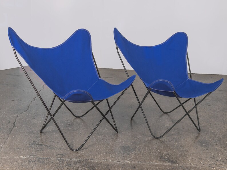 Pair of BKF Hardoy Butterfly Chairs for Knoll in Cobalt Blue - Etsy