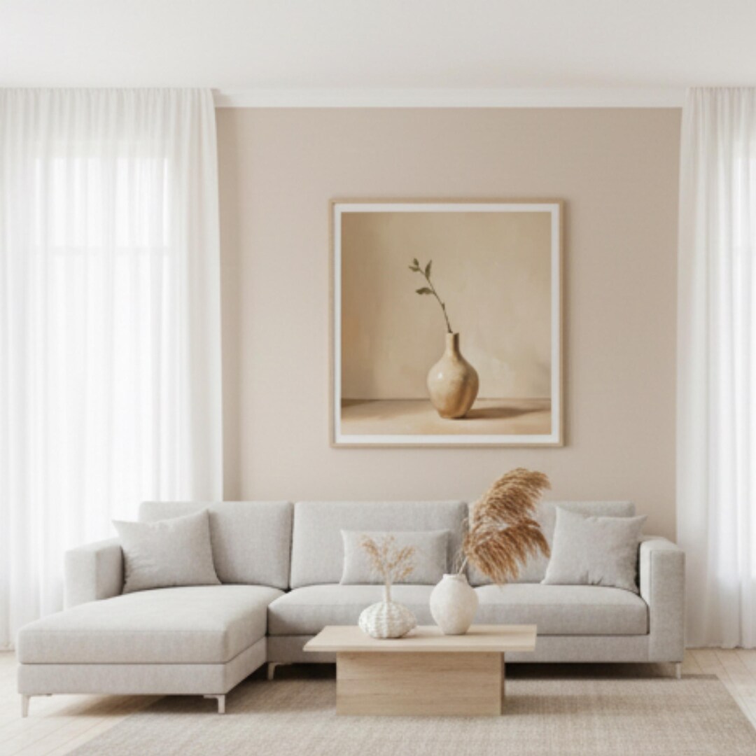 Minimal Vase Wall Art, Neutral Still Life Artwork, Calm Beige Home ...
