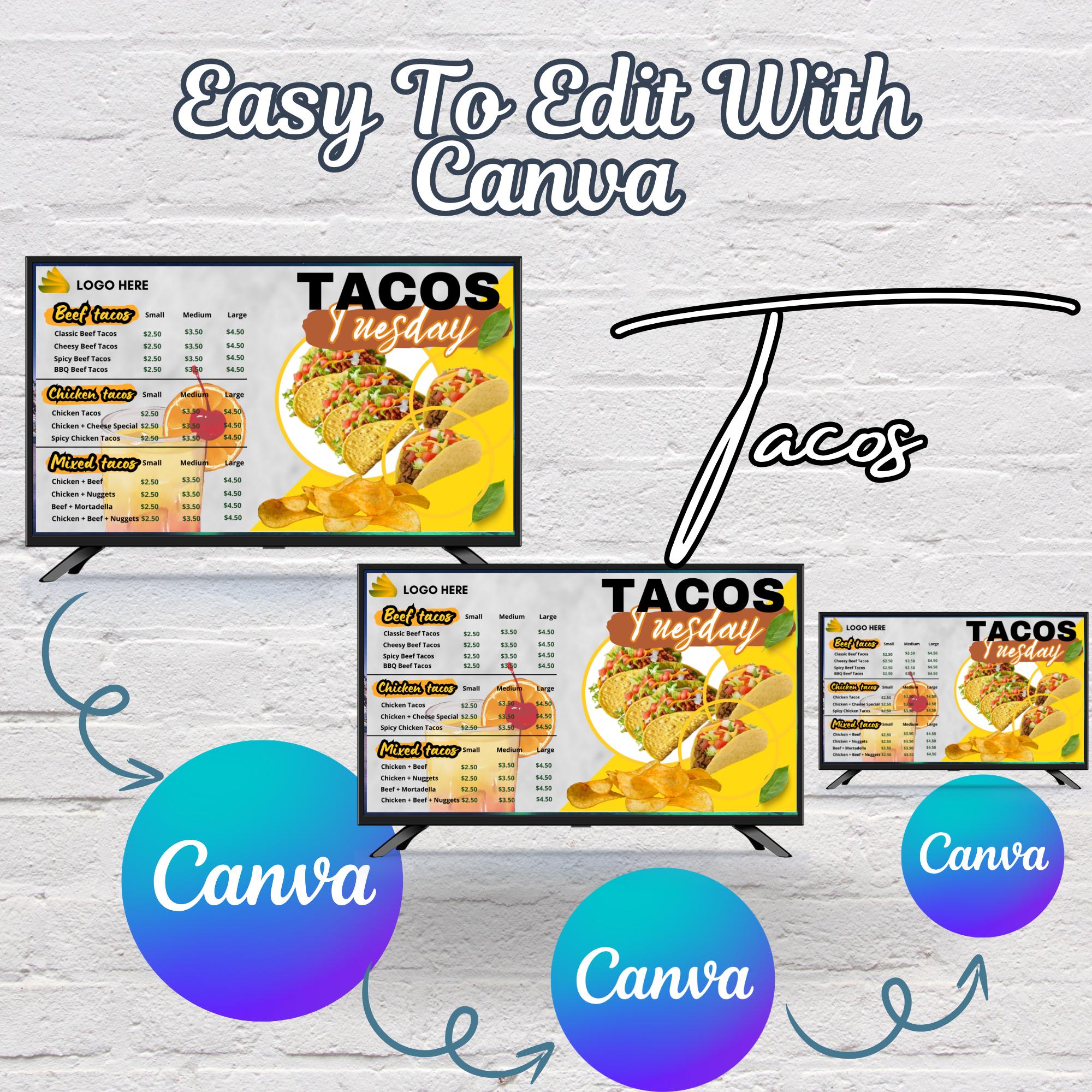 Customizable Tacos Menu Canva Template | Printable Mexican Food Menu ...