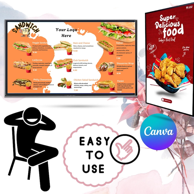 Printable Sandwich Menu | Custom Deli Menu | Restaurant Takeout Menu ...