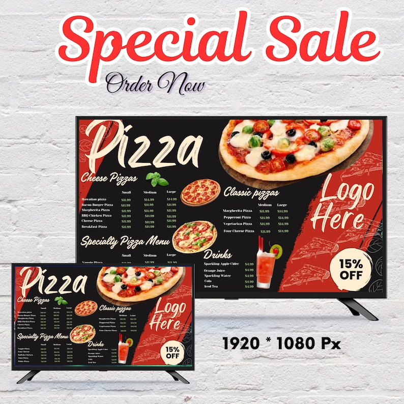 Editable Pizza Menu Template for Canva | Printable Italian Restaurant ...