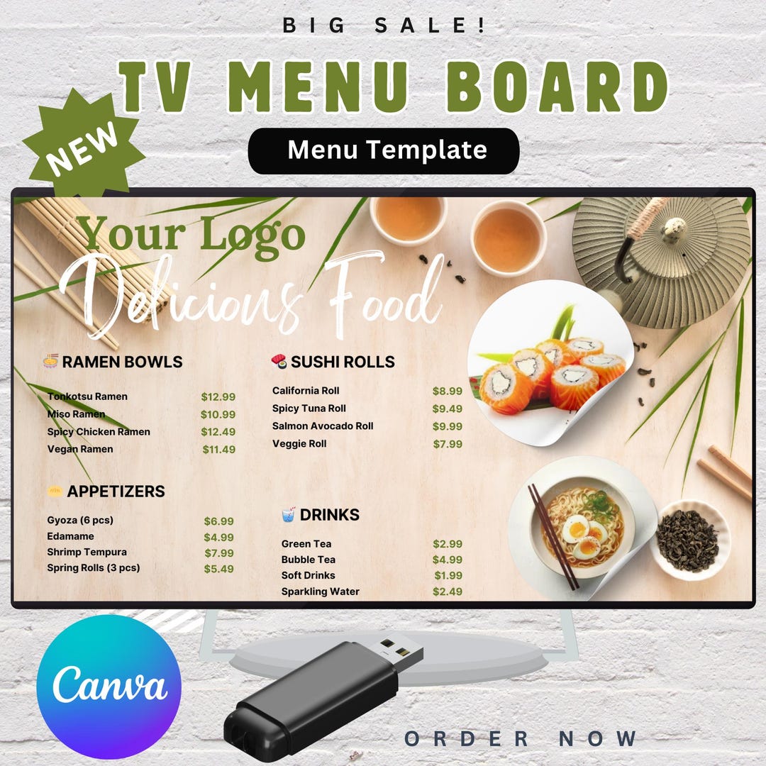 Printable Asian Cuisine Menu | Canva Editable Menu for Restaurants ...
