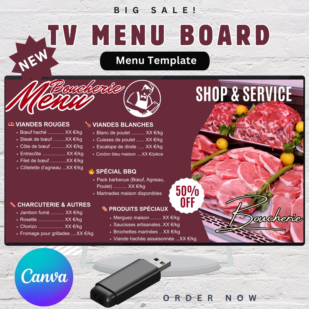 Butcher Shop Menu Template | Meat Price List for TV Display ...