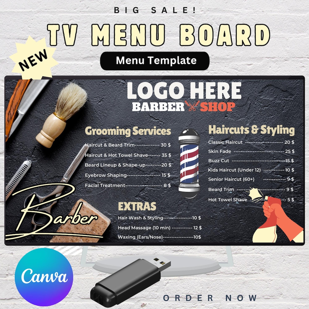 Barber Shop Price List | Modern Haircut and Beard Trim Menu | Editable ...