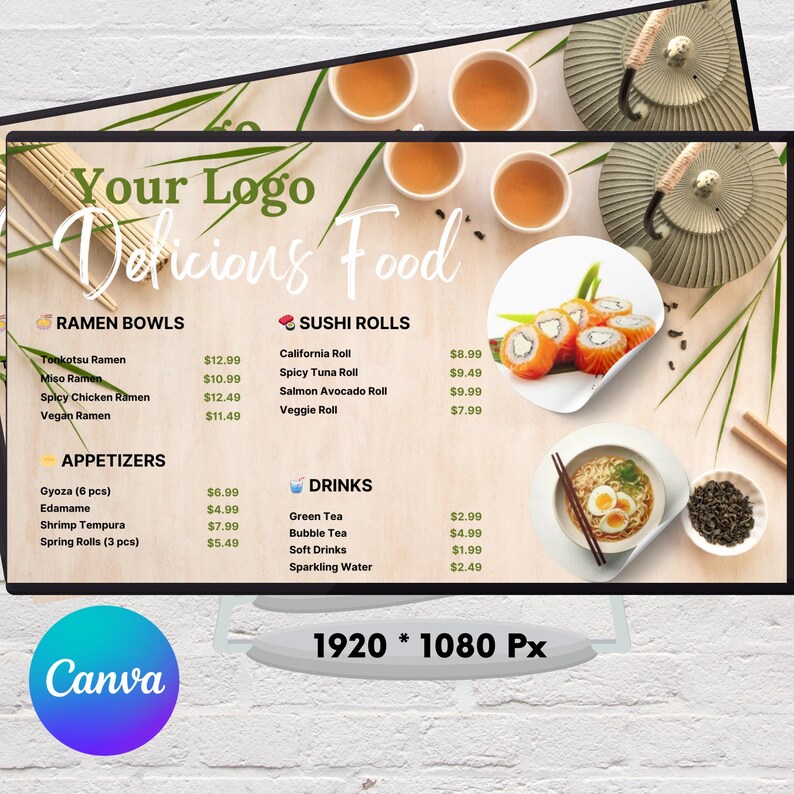 Printable Asian Cuisine Menu | Canva Editable Menu for Restaurants ...