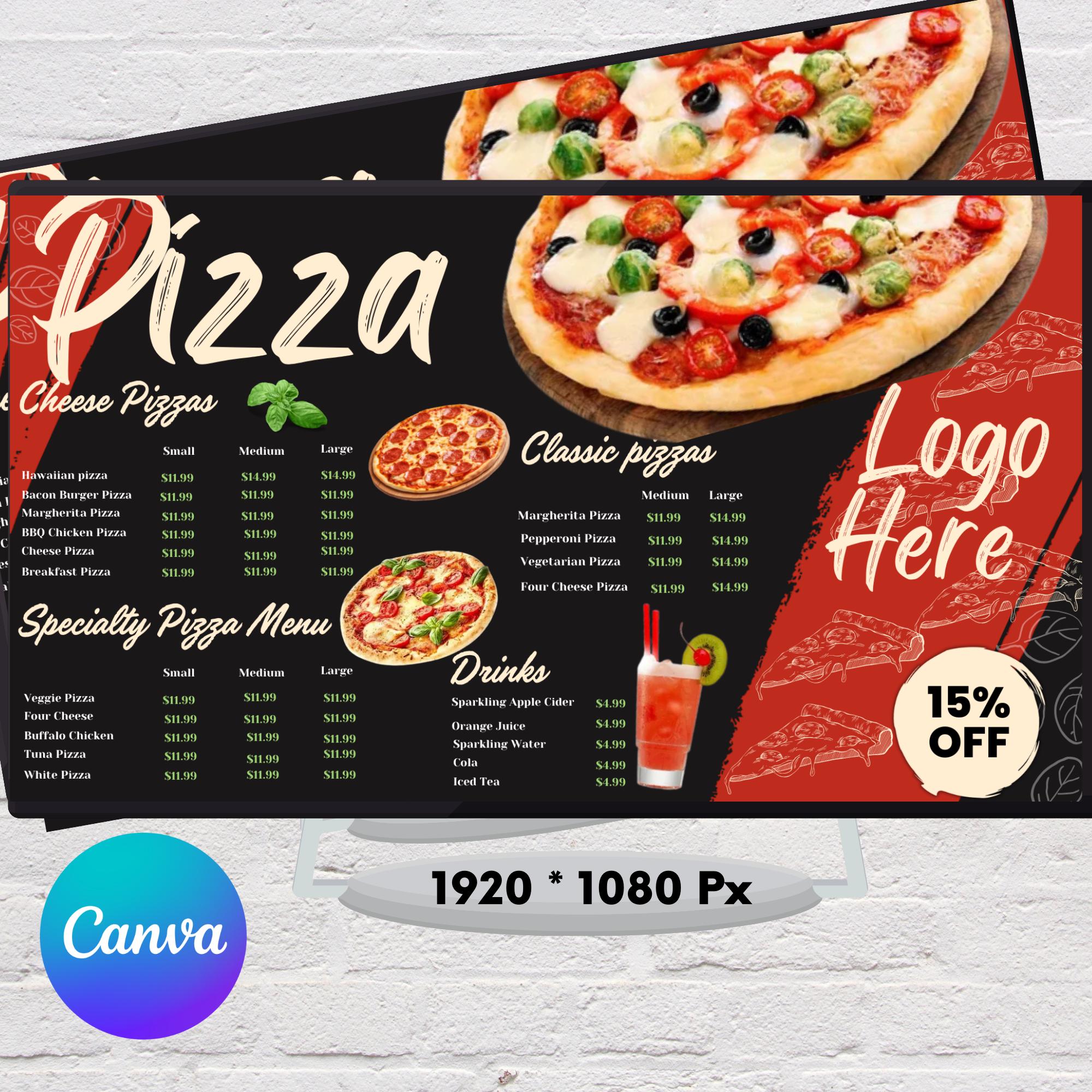 Editable Pizza Menu Template for Canva | Printable Italian Restaurant ...