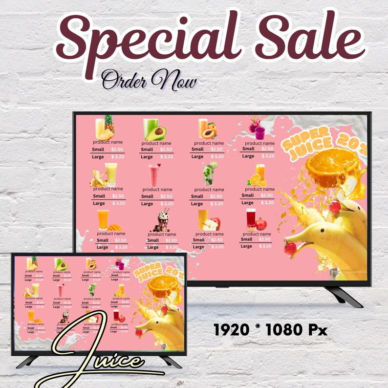 Editable Digital Juice Bar Menu for TV Screen | Smoothie and Fresh ...