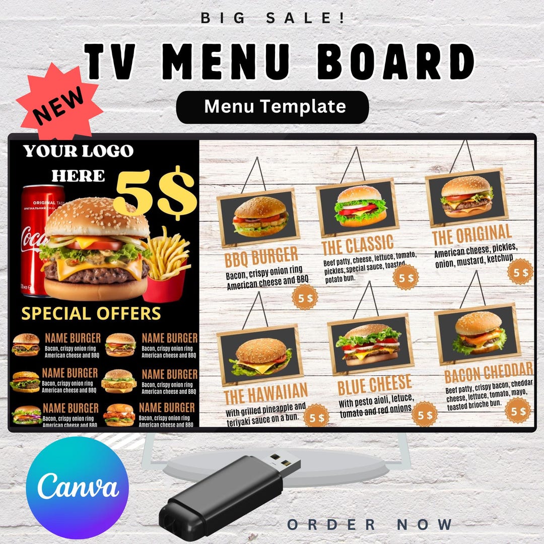 Burger Menu TV | Digital Burger Menu Board | Fast Food Display ...