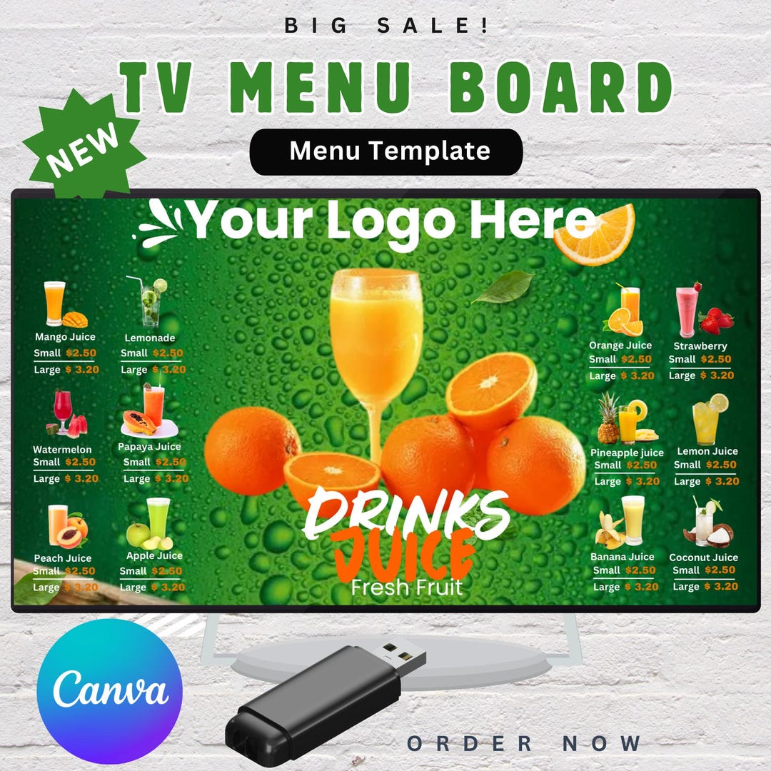 Elegant Juice Menu TV Display - Digital Juice & Smoothie Bar Template ...