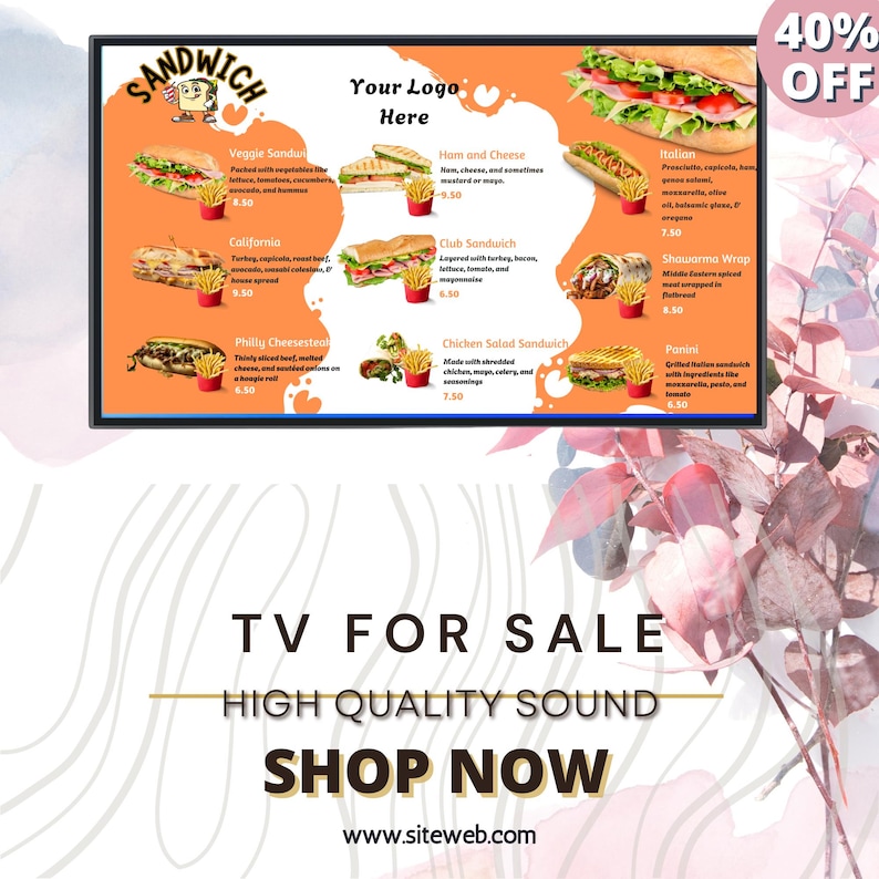 Printable Sandwich Menu | Custom Deli Menu | Restaurant Takeout Menu ...