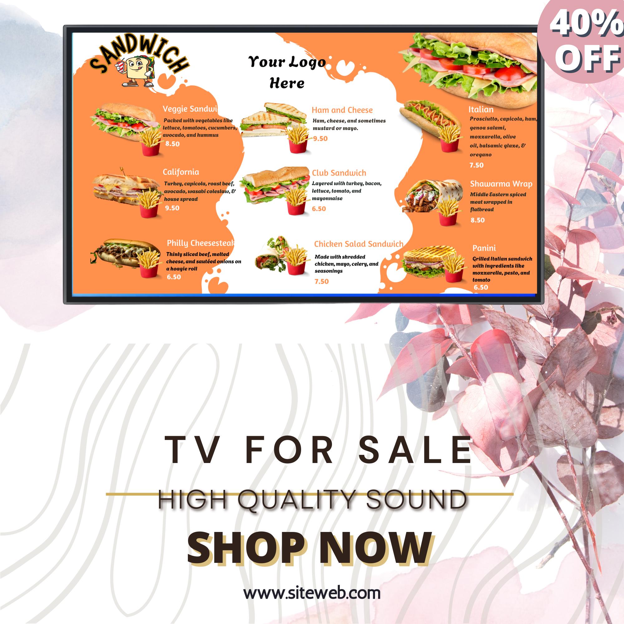 Printable Sandwich Menu | Custom Deli Menu | Restaurant Takeout Menu ...