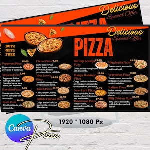 Editable Digital Pizza Menu for TV Screen | Restaurant and Pizzeria ...