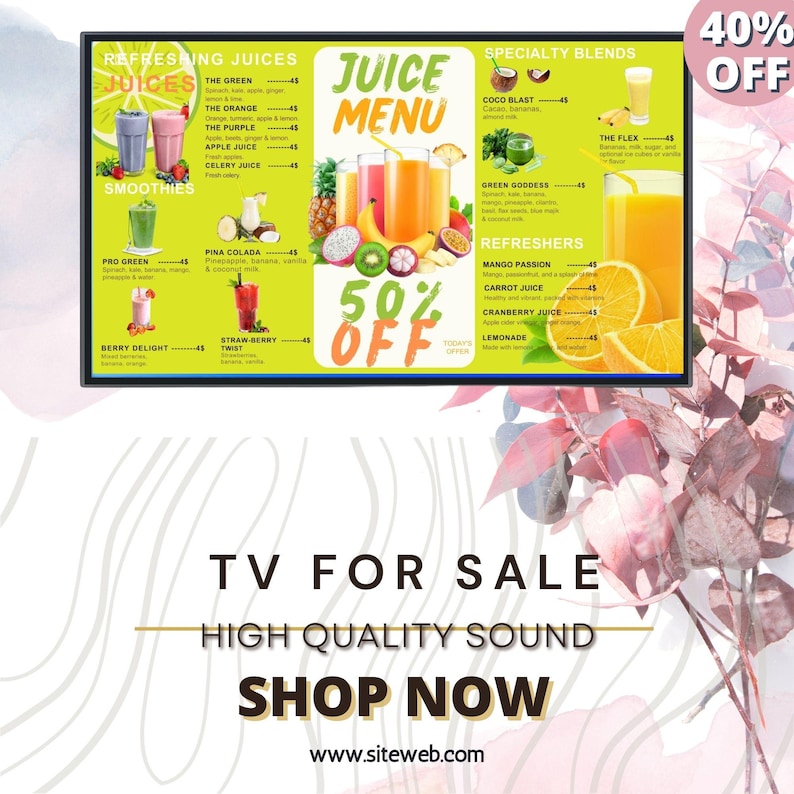 DIY Digital Drink Menu Template - Customizable Juice Designs for Your ...