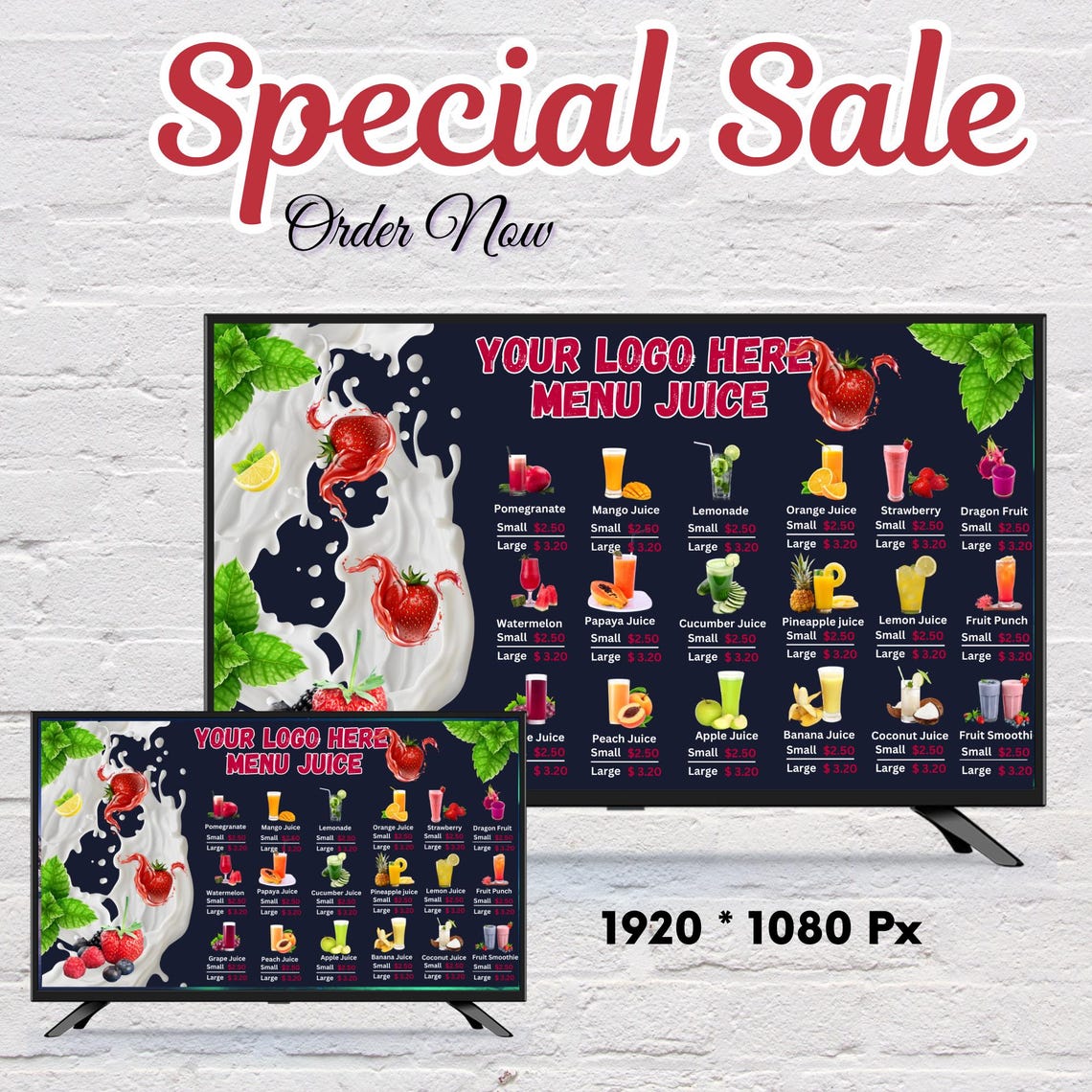Digital Juice Menu for Screen Display - Editable Canva Template - Fresh ...