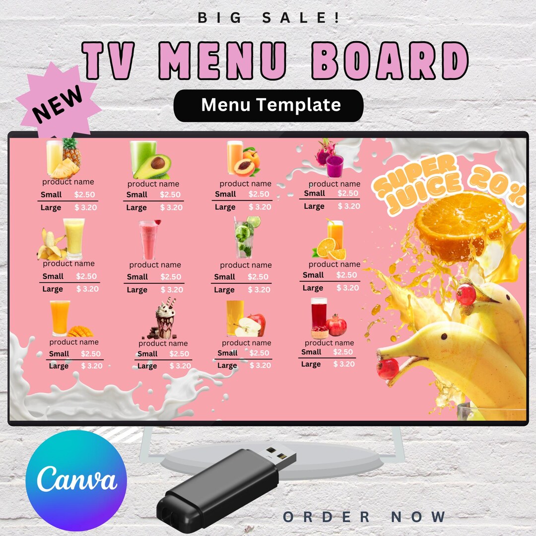 Editable Digital Juice Bar Menu for TV Screen | Smoothie and Fresh ...