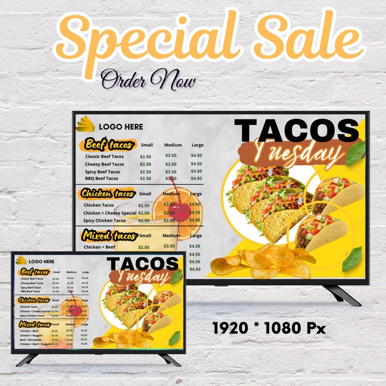 Customizable Tacos Menu Canva Template | Printable Mexican Food Menu ...