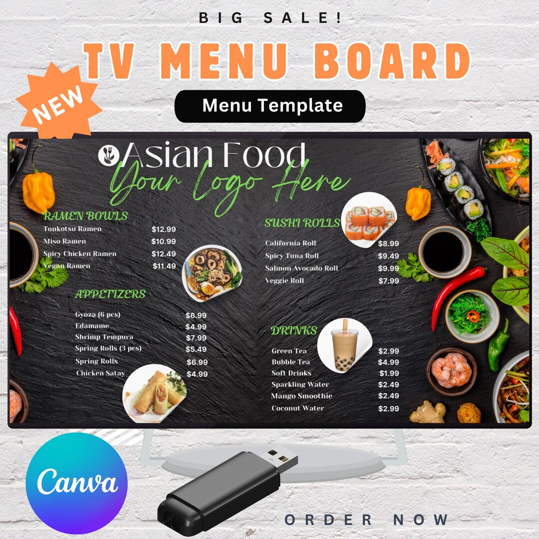 Asian Food Menu Canva Template | Printable & Editable Restaurant Menu ...