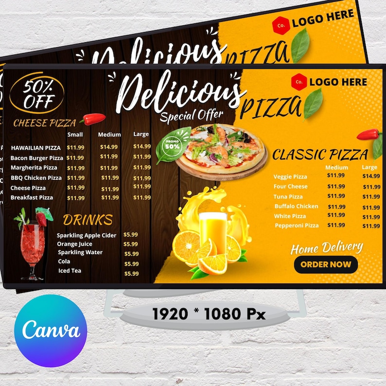 Custom Pizza Menu Template | Printable Italian Restaurant Menu ...