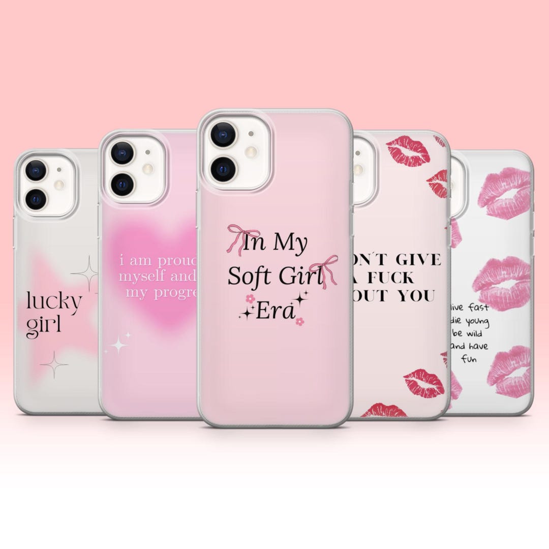 Pink Soft Girl Aesthetic Phone Case for iPhone 16e, 15, 14, 13, 12, 11 ...