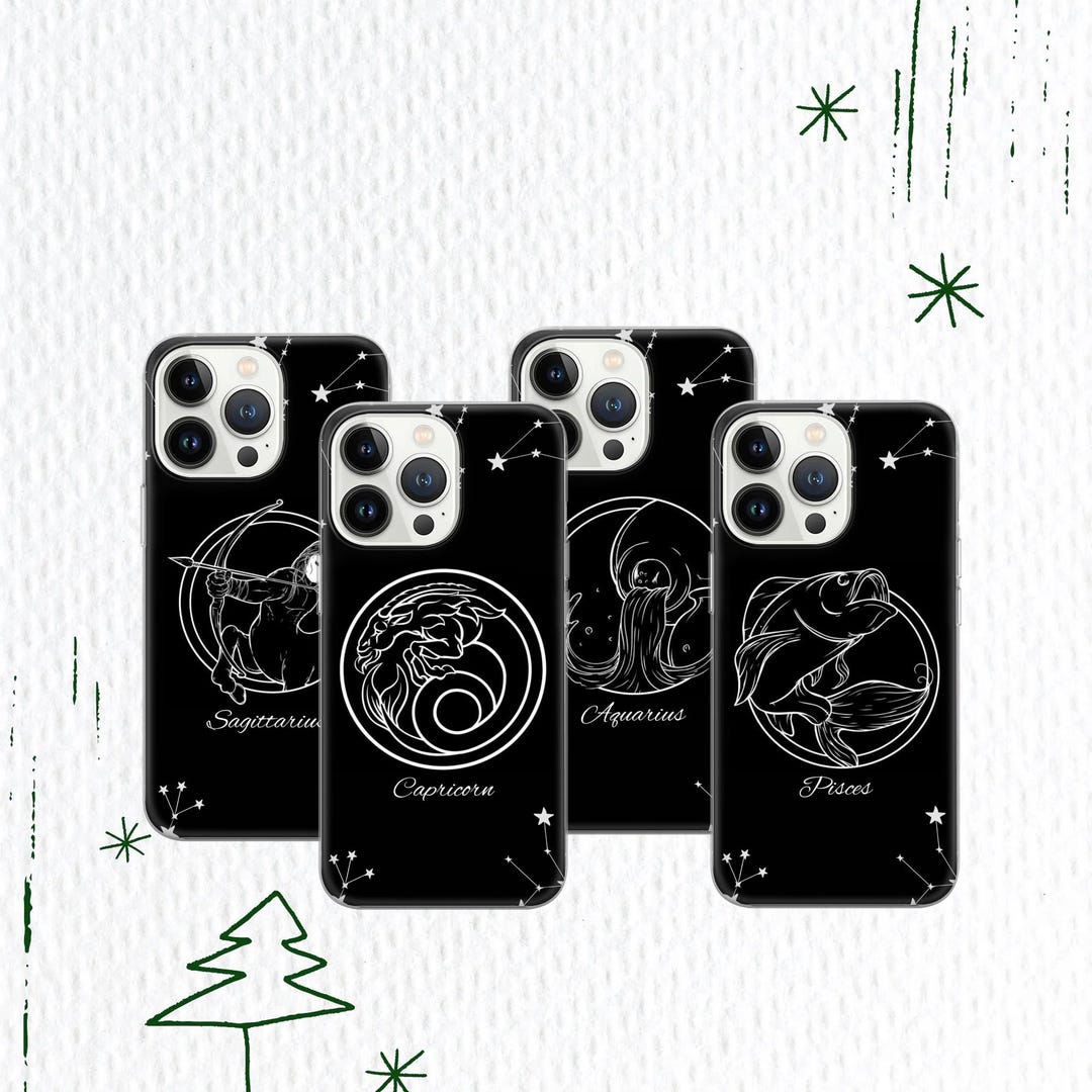 Zodiac Phone Case | Celestial Star Sign Art, Sagittarius to Pisces - Etsy