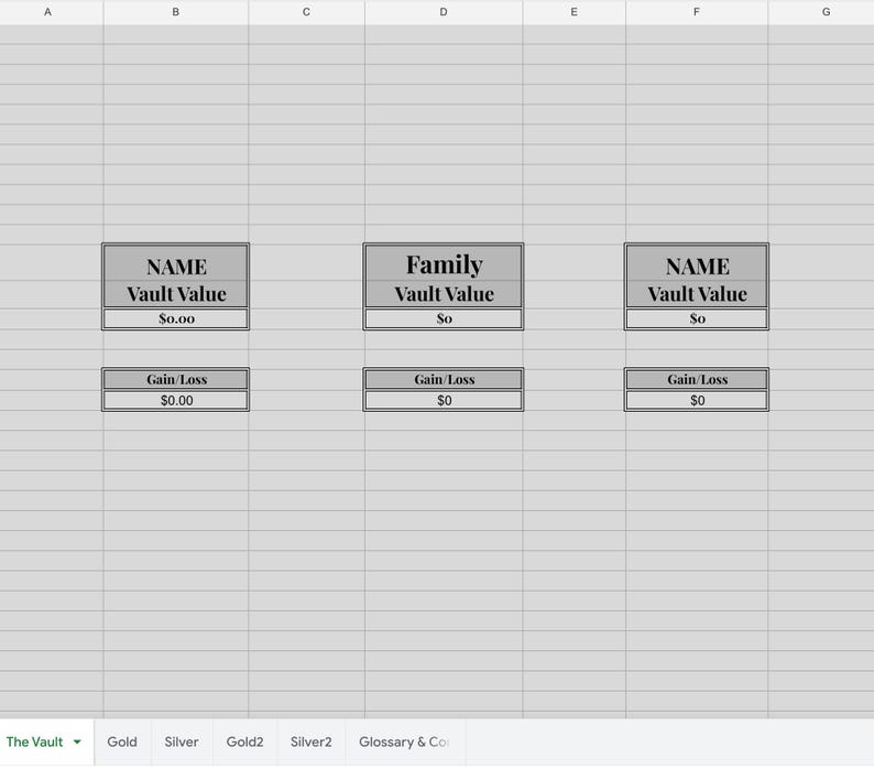 The Gold & Silver Vault Investment for Two People (excel Sheet Tracker ...