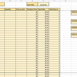 The Gold, Silver, & Jewelry Vault Matrix Investment Excel Sheet Tracker ...