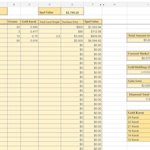 The Gold, Silver, & Jewelry Vault Matrix Investment Excel Sheet Tracker ...