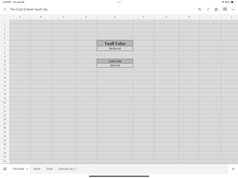 The Gold & Silver Vault Investment Excel Sheet Tracker for Bullion ...