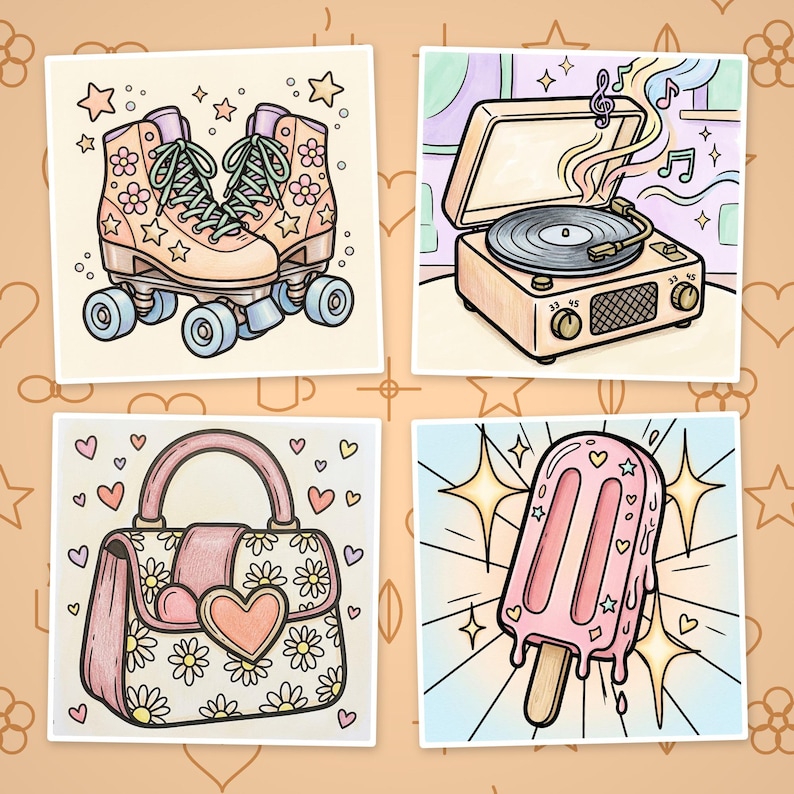 70s Retro Coloring Book: 24 Groovy Vibes Pages (digital Download) - Etsy