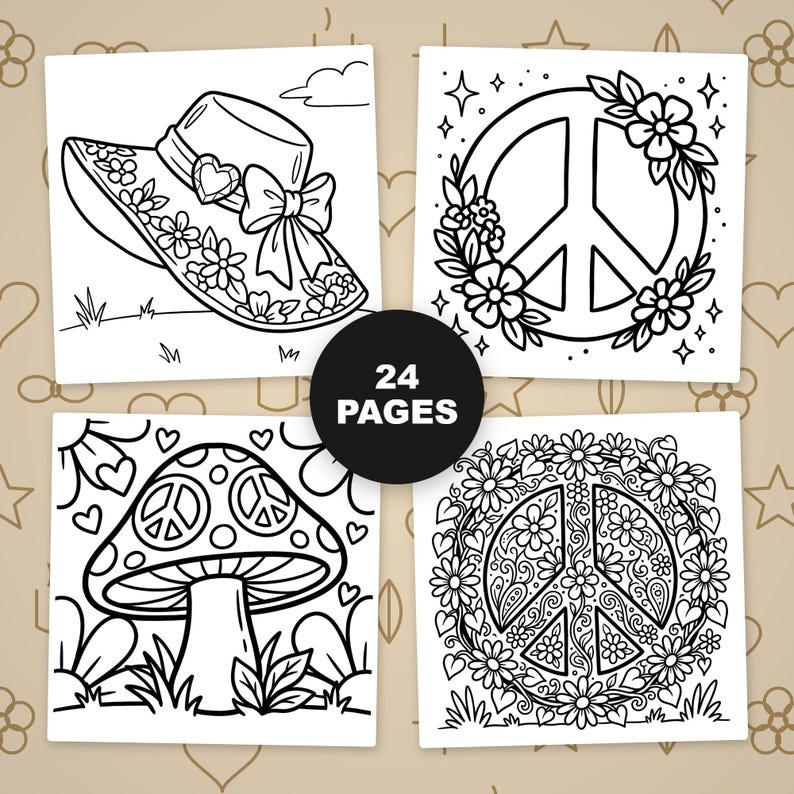 70s Retro Coloring Book: 24 Groovy Vibes Pages (digital Download) - Etsy