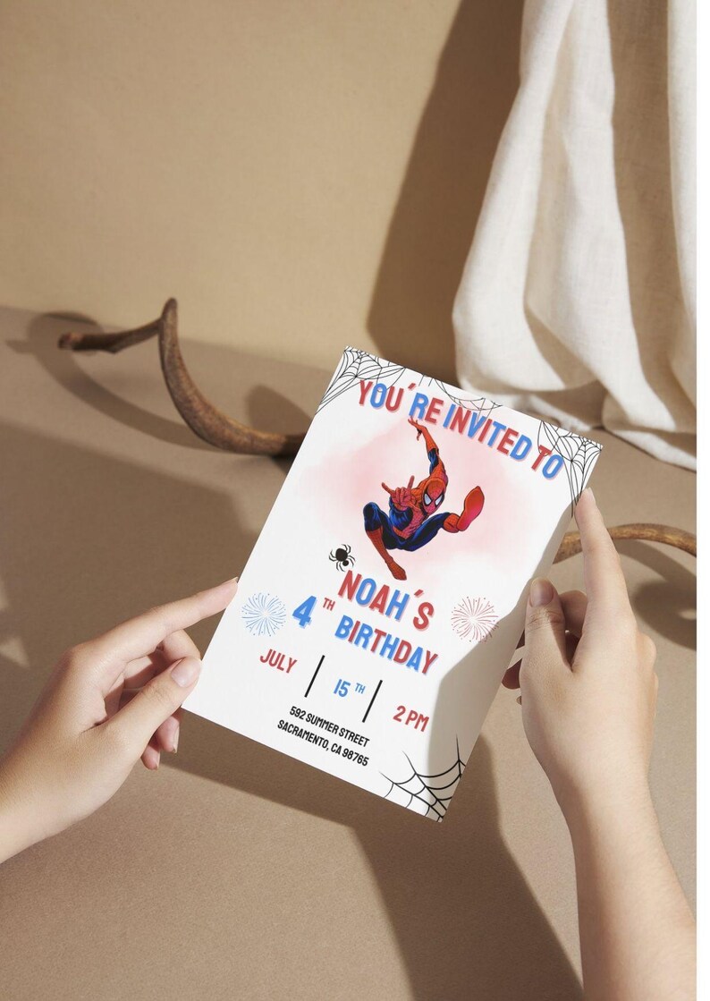 Editable Spider Man Birthday Invitation Template, Spiderman Mobile ...