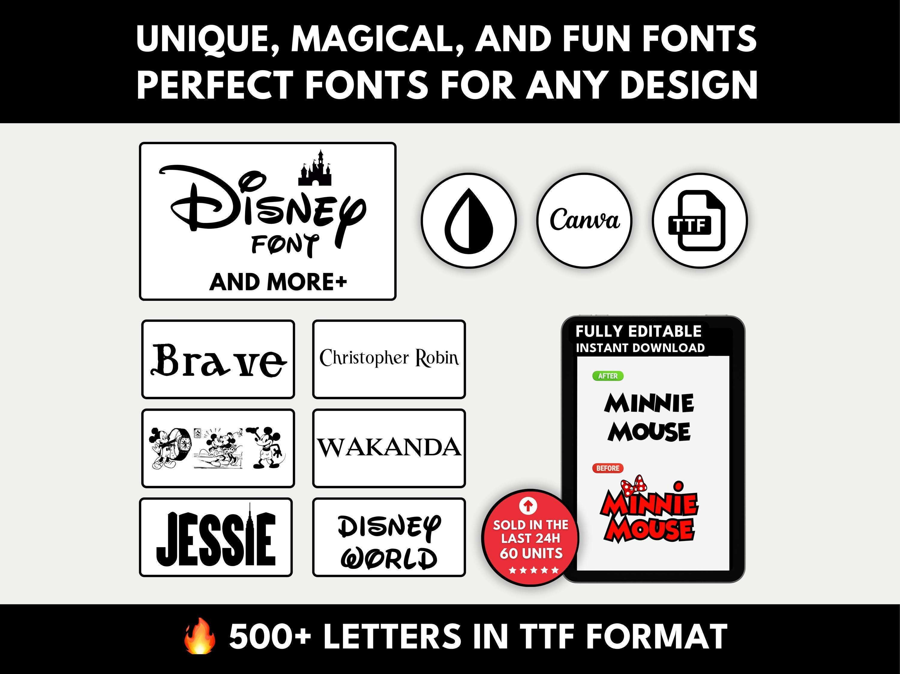 40+ Disney TTF Fonts, Cartoon Alphabet Fonts Bundle, Frozen, Princess ...