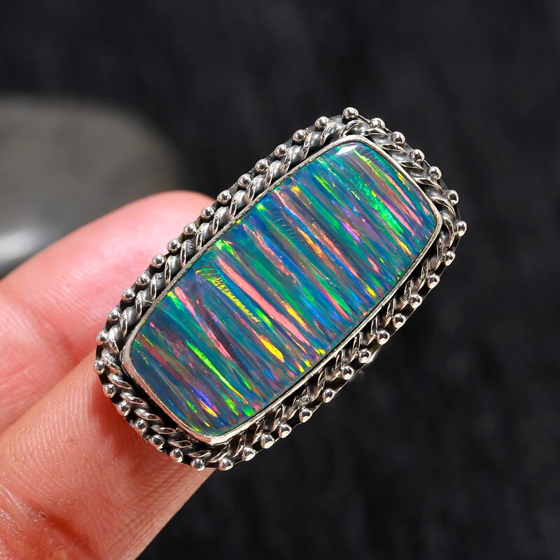 Rectangle Opal Ring - Etsy