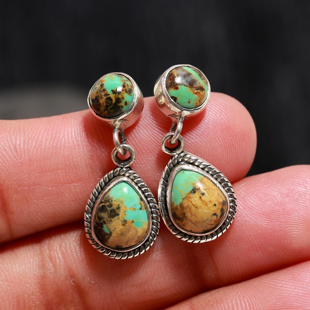 Black Doat Arizona Turquoise Earrings,925 Sterling Silver Earrings ...