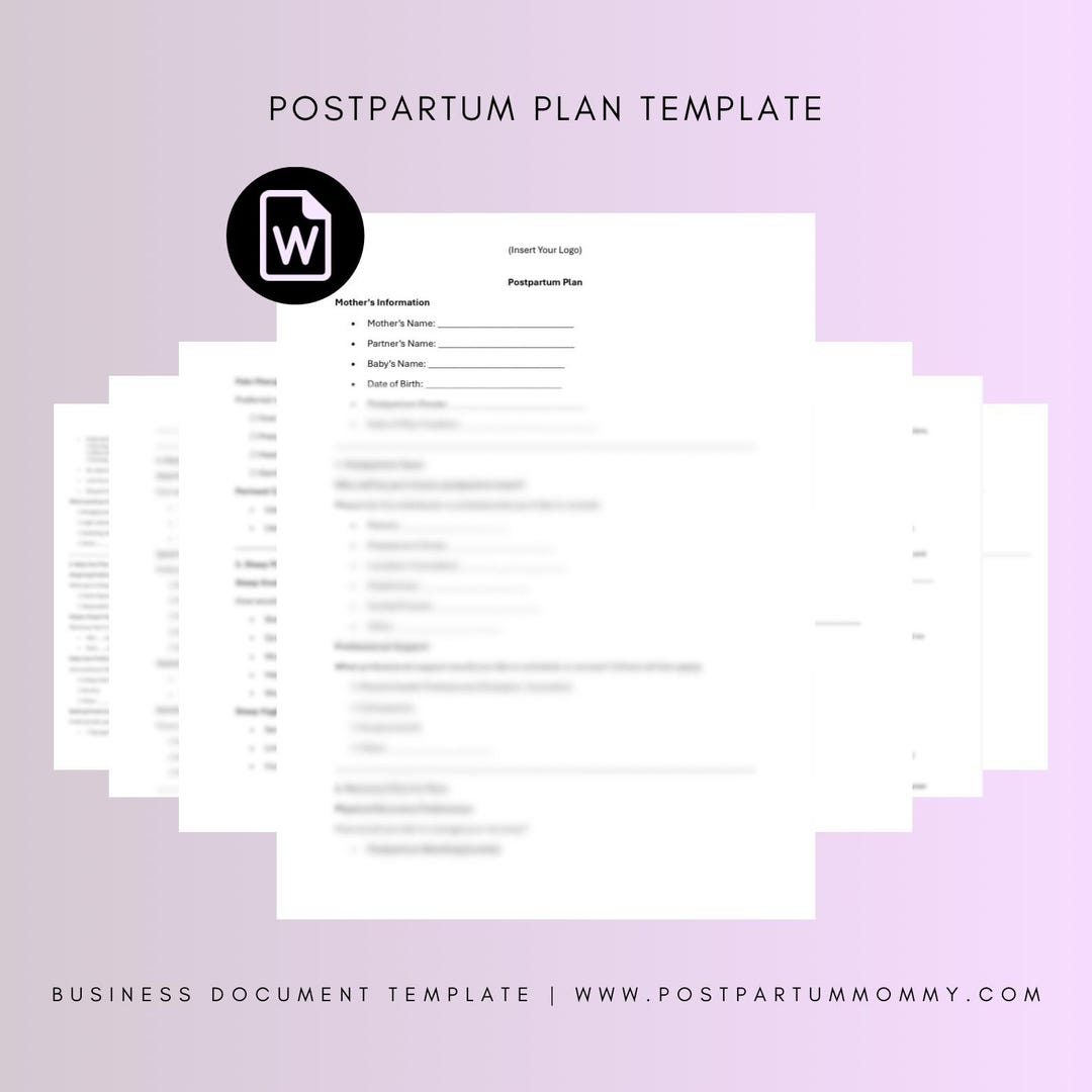 Postpartum Care Plan Template: Editable Client Care Planning Form for ...