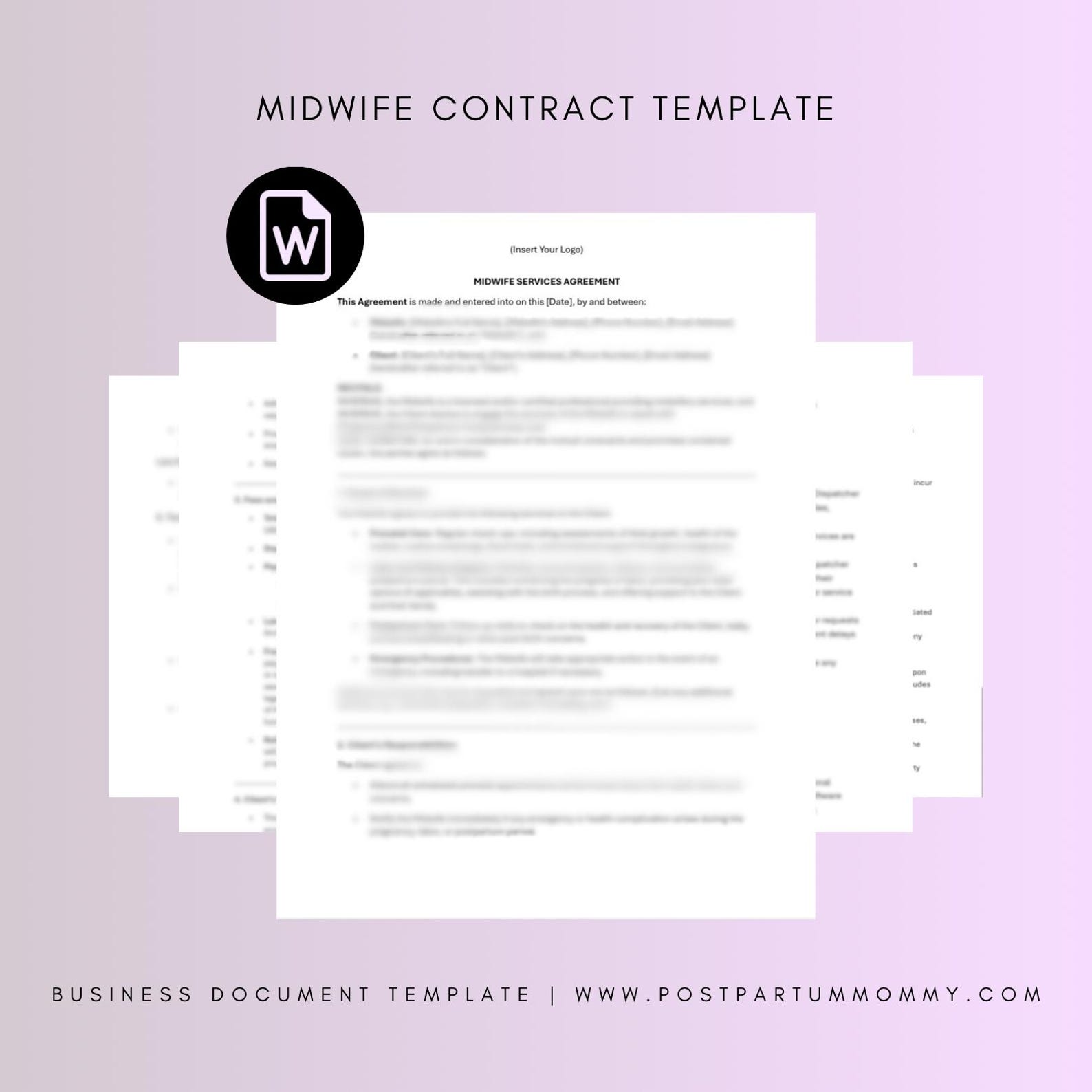 Midwife Contract Template: Editable Client Agreement Form for Pregnancy ...