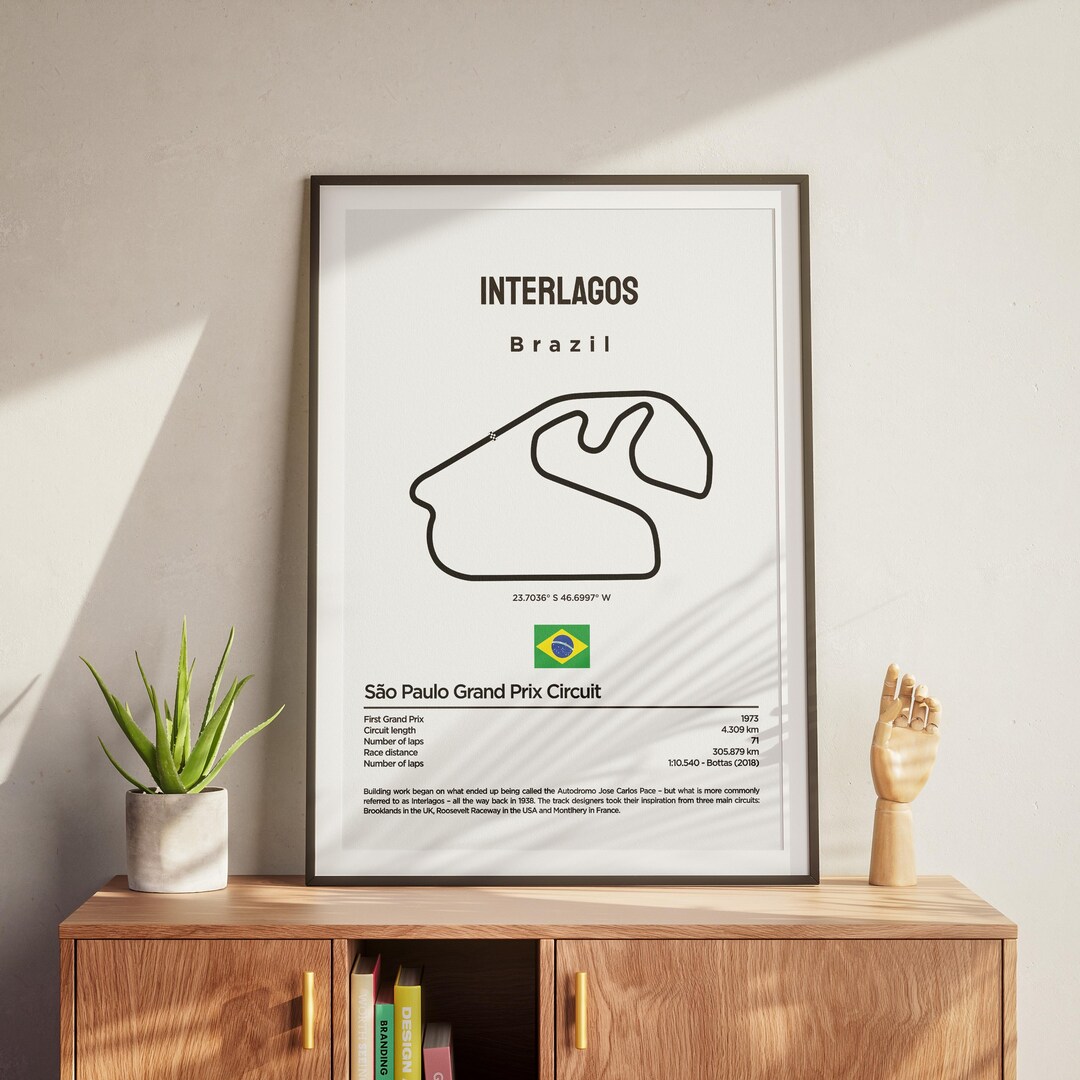 Interlagos F1 Grand Prix Circuit Wall Art Formula 1 F1 Gift F1 Wall ...