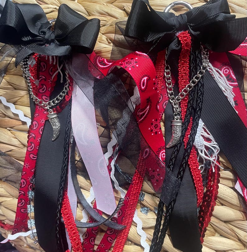 Set of 2 Boot Ribbons on Ring – Interchangeable Boot Accessories, Red ...