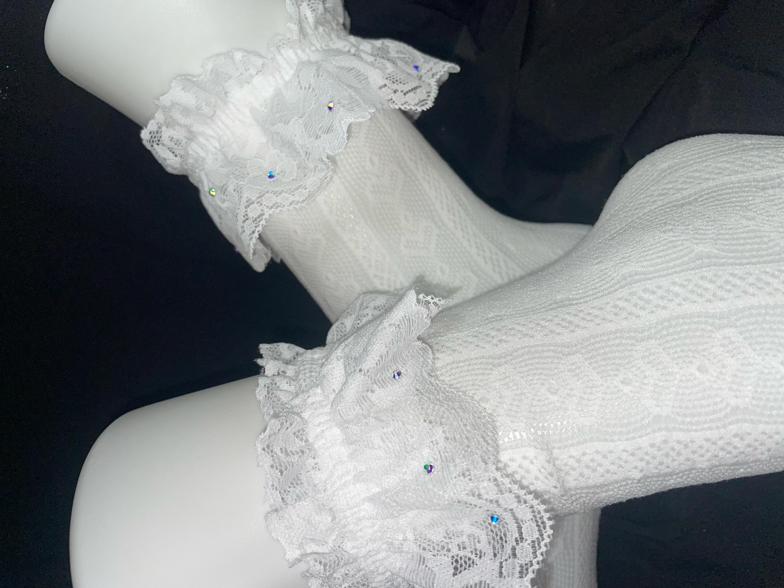 White Lace Adult Socks With Rhinestones on the Ruffles! Perfect for ...