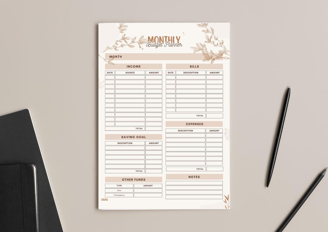 Monthly Budget Planner, Cute Budget Planner, Beige, Brown - Etsy