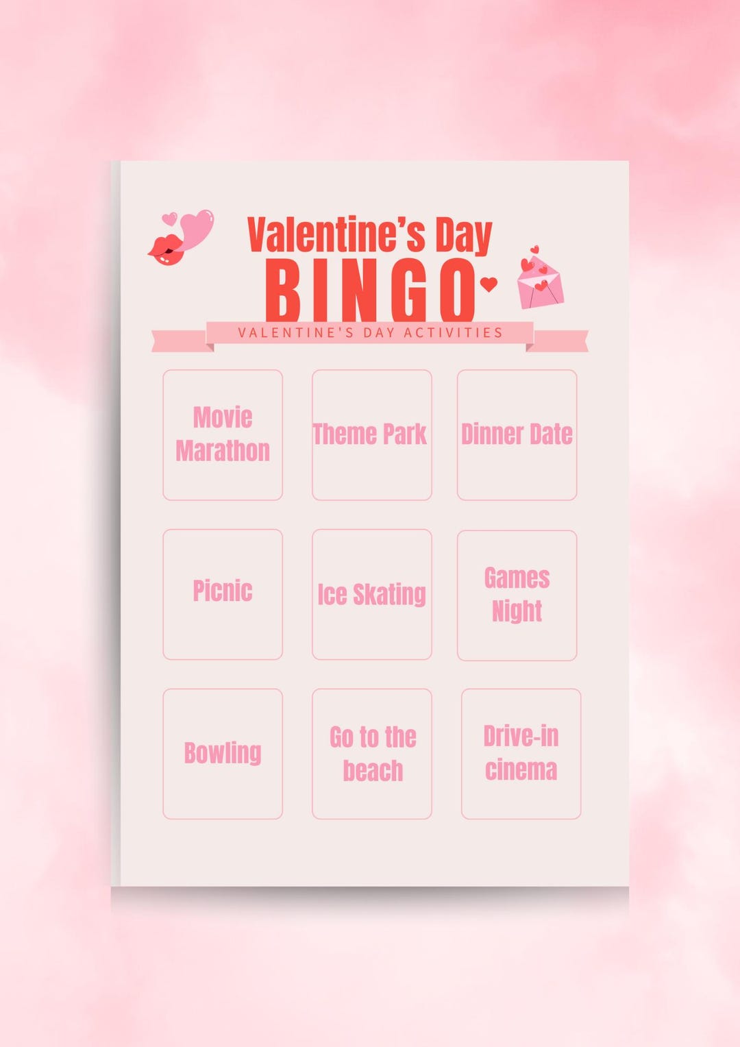 Valentine's Bingo Card, Bingo Card, Valentines Day, Valentines Gift - Etsy